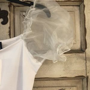 The Moon | Tops | Nwt The Moon White Top With Sheer Puff Shoulder ...